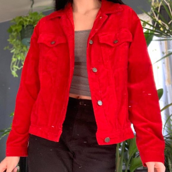 Jackets & Coats | Cherry Red Velvet Jacket | Poshmark